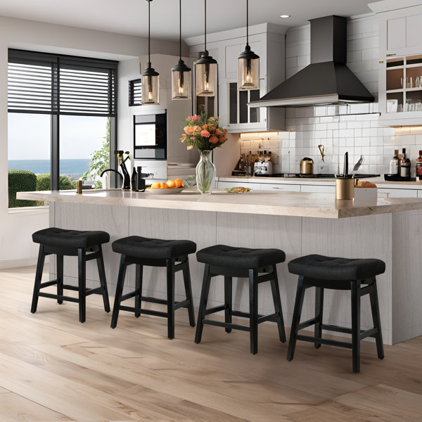 Northobliq Digi 24" Kitchen Island Wooden Saddle Counter Height Short ...