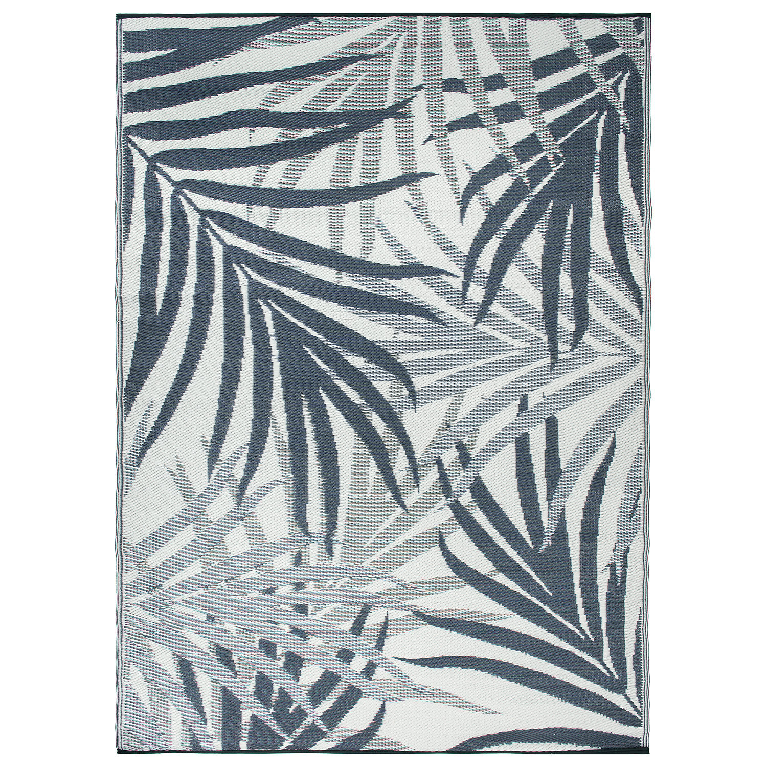 Winston Porter Ramveer Tropical Leaves Navy/Ivory Reversible Indoor ...
