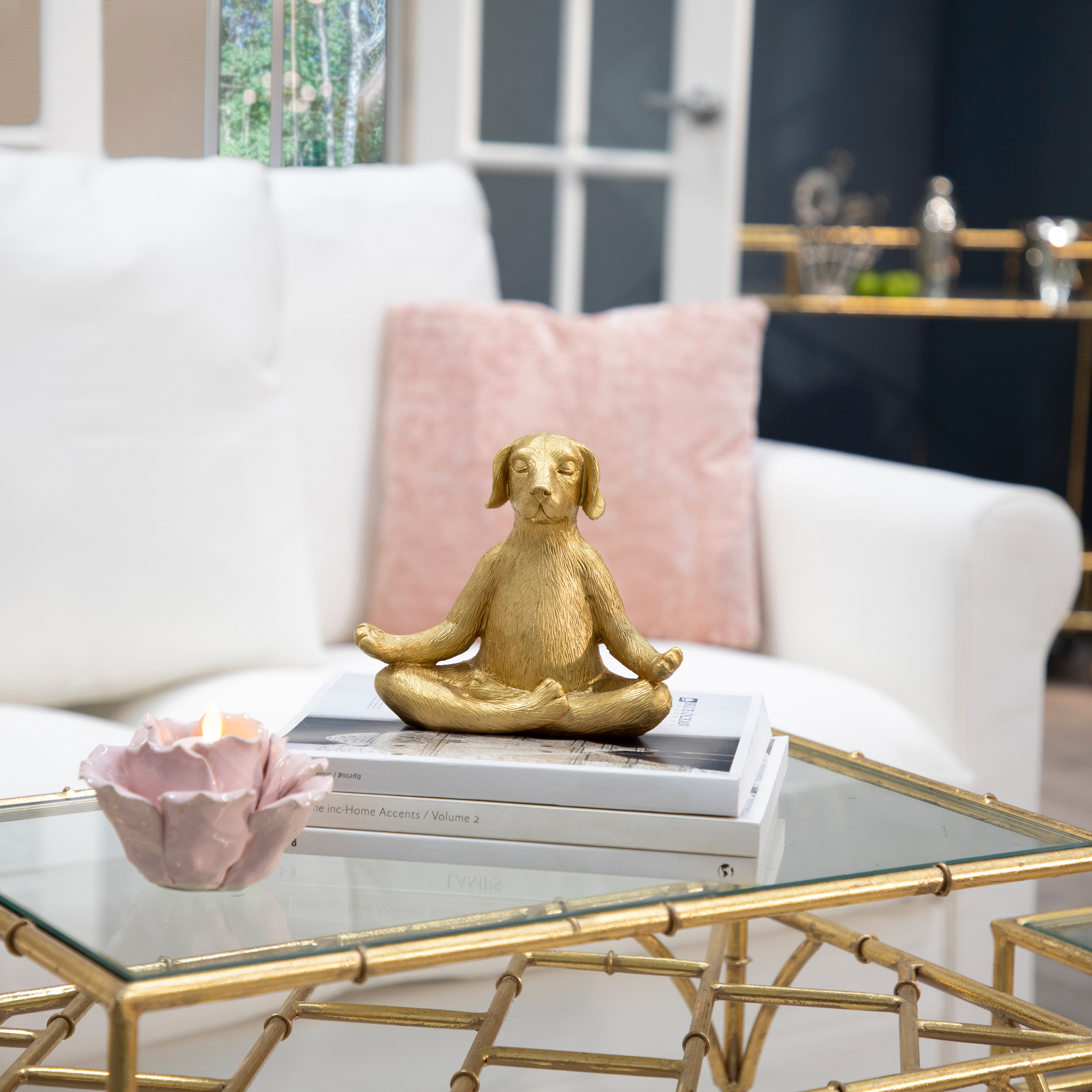 Andover Mills Meditating Dog Figurine - Polyresin Decorative Accent ...