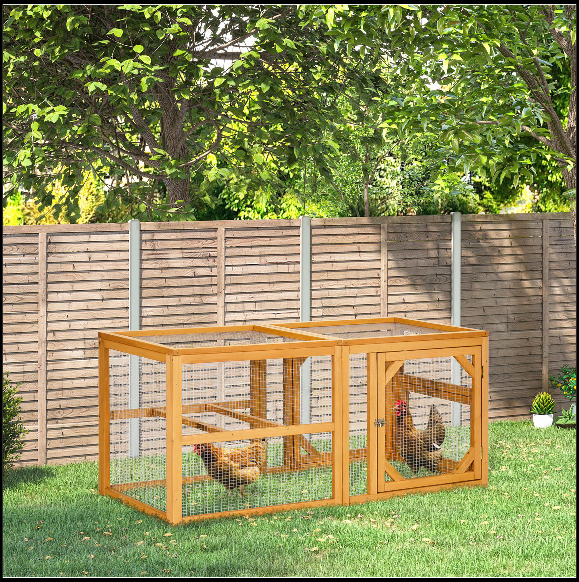 KUNMINGZHUHE 55" Wooden Chicken Coop Add-On Expansion, Mini Chicken ...