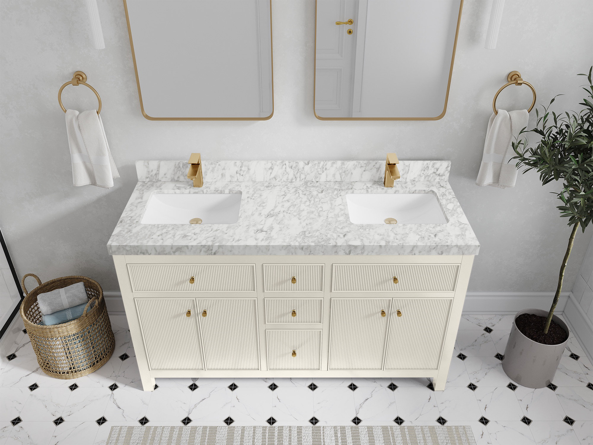 Willow Collections Sonoma 60 In. W X 22 In. D Double Sink Bathroom ...