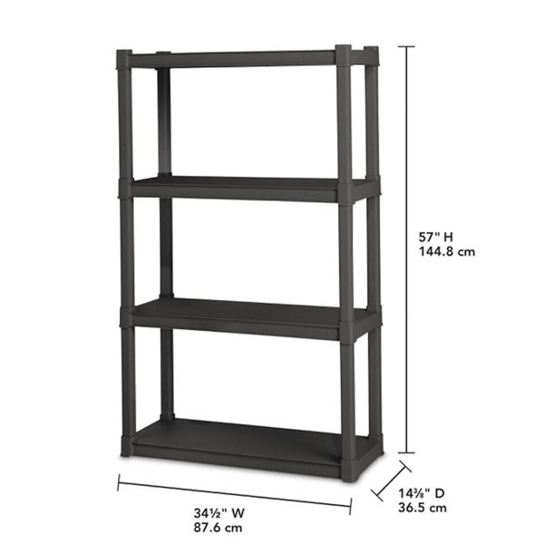 Sterilite Plastic Indoor Outdoor 4 Shelf Durable Shelving Unit, Gray ...