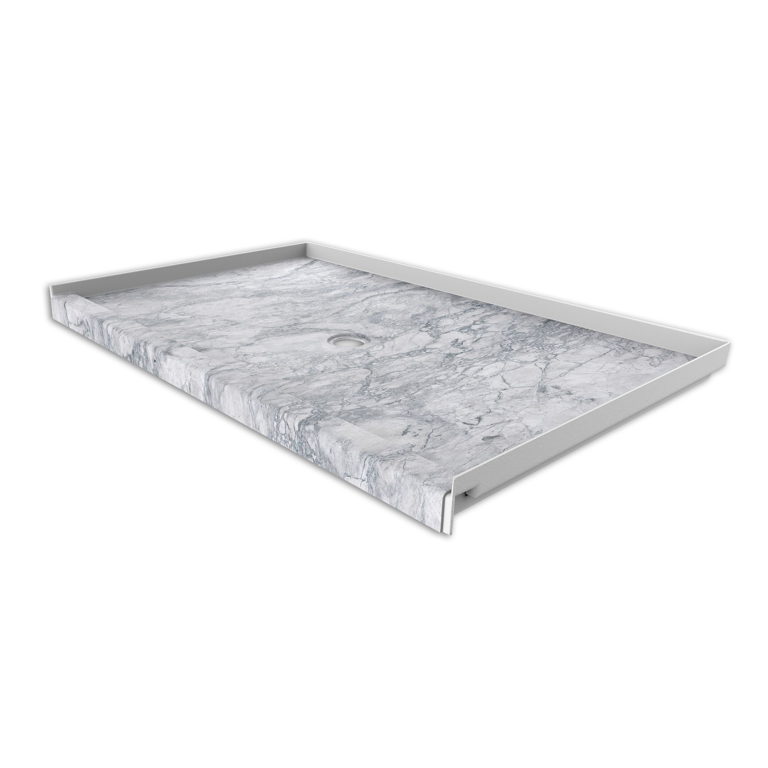 FlexStone 60"L x 36"W Single Threshold Alcove Shower Base with Center ...