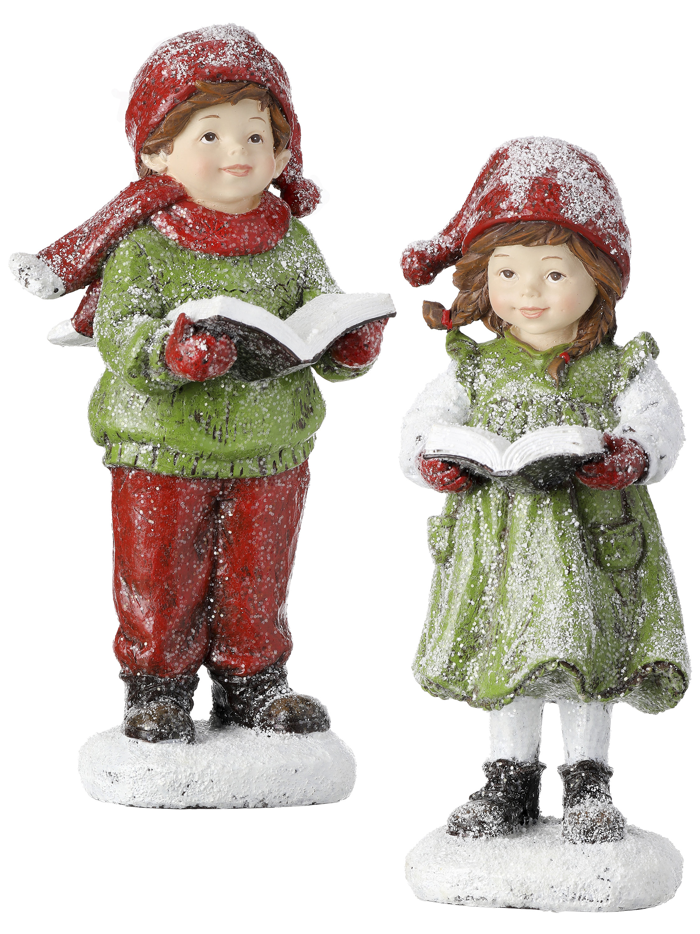 The Holiday Aisle® 8" Resin Children Carolers Set of 2 | Wayfair
