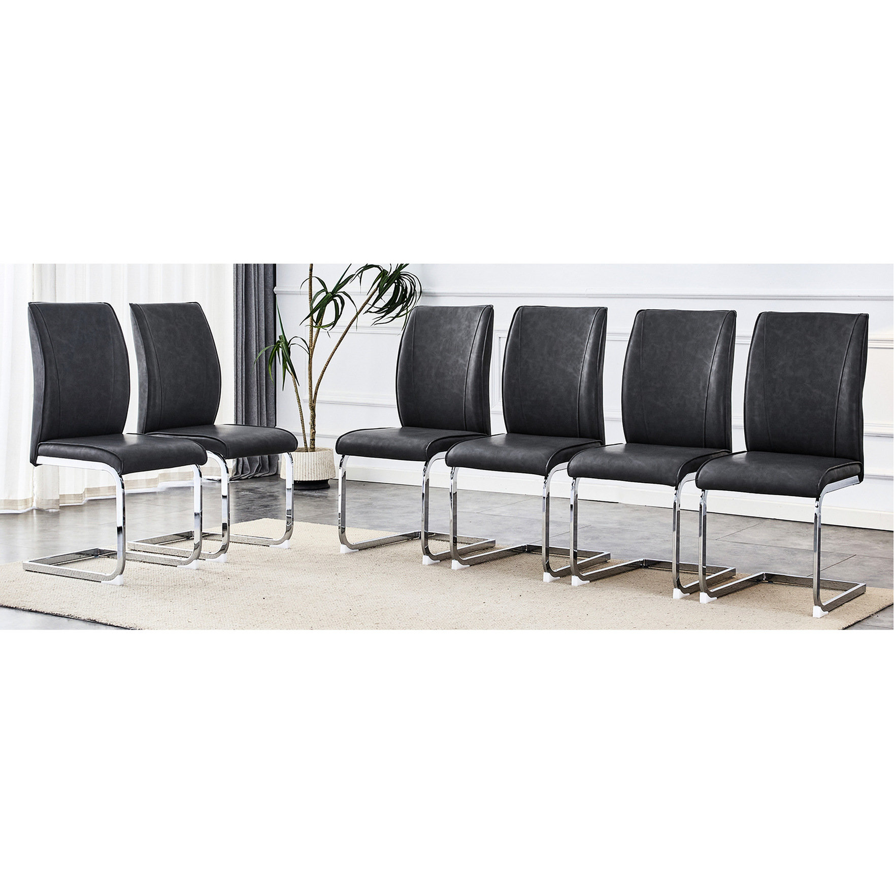 Ivy Bronx Simple Dining Chair - Pu, Metal Legs, Elegant Outline Pu ...