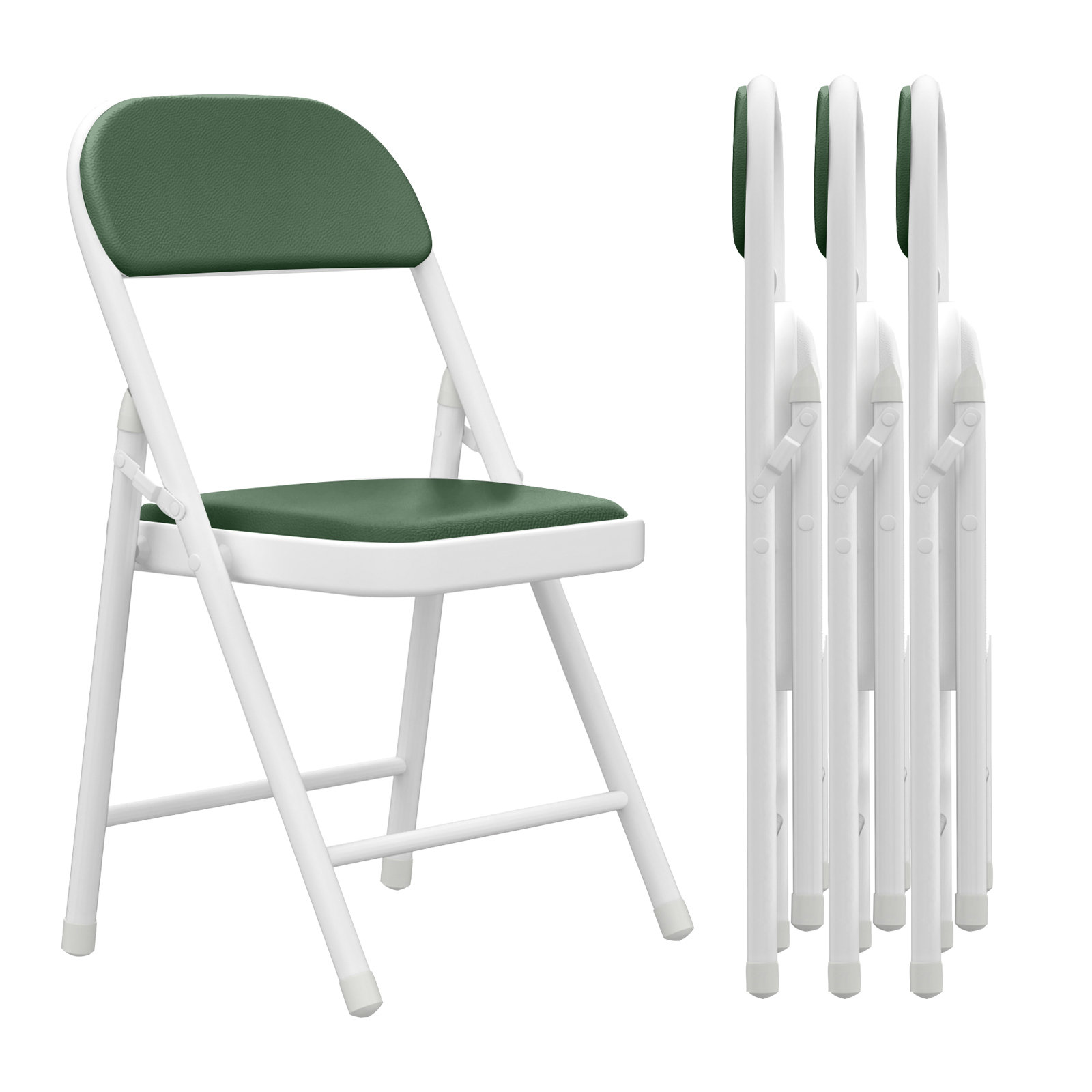 17 Stories 4 Pack Folding Chairs With PU Padded Seats Steel Frame ...