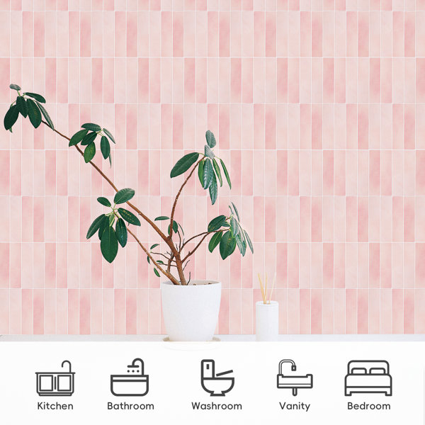 HOMEART Peel And Stick Gel Backsplash Tile, 12'' X 12'' Pink Backsplash ...