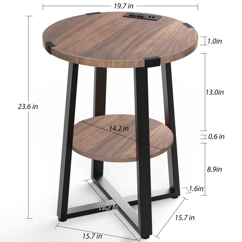 17 Stories Jalanda Tall End Table with 2 USB Ports, 2 Power Outlets ...