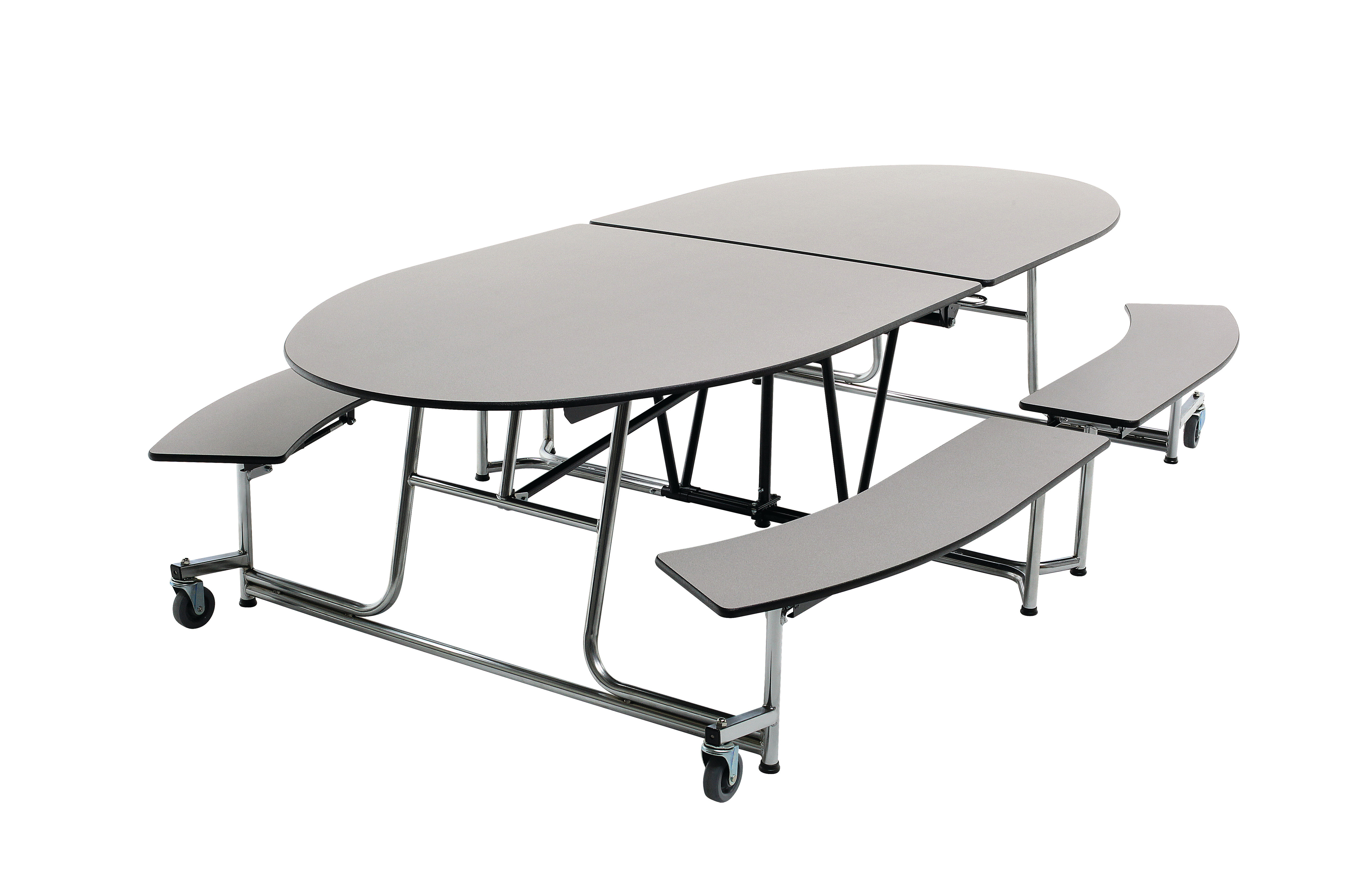 AmTab Manufacturing Corporation 121" Elliptical Bench Cafeteria Table ...