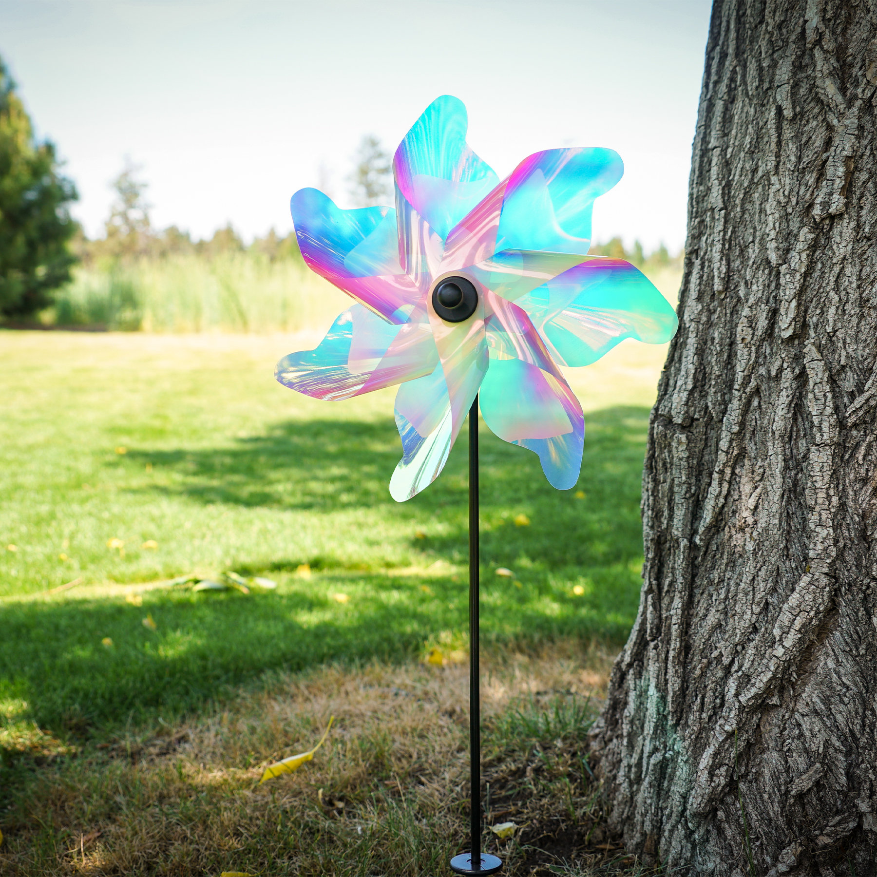 In The Breeze Striped Iridescent Pinwheel Spinner | Wayfair