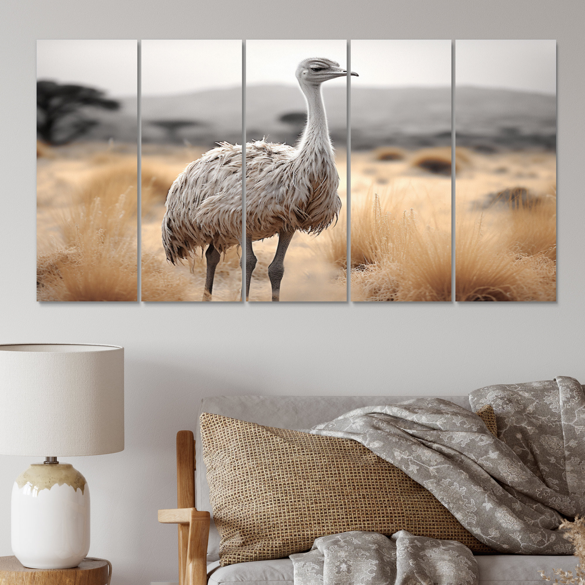 Ebern Designs Africa Ostrichs Grace III On Canvas 5 Pieces Print | Wayfair