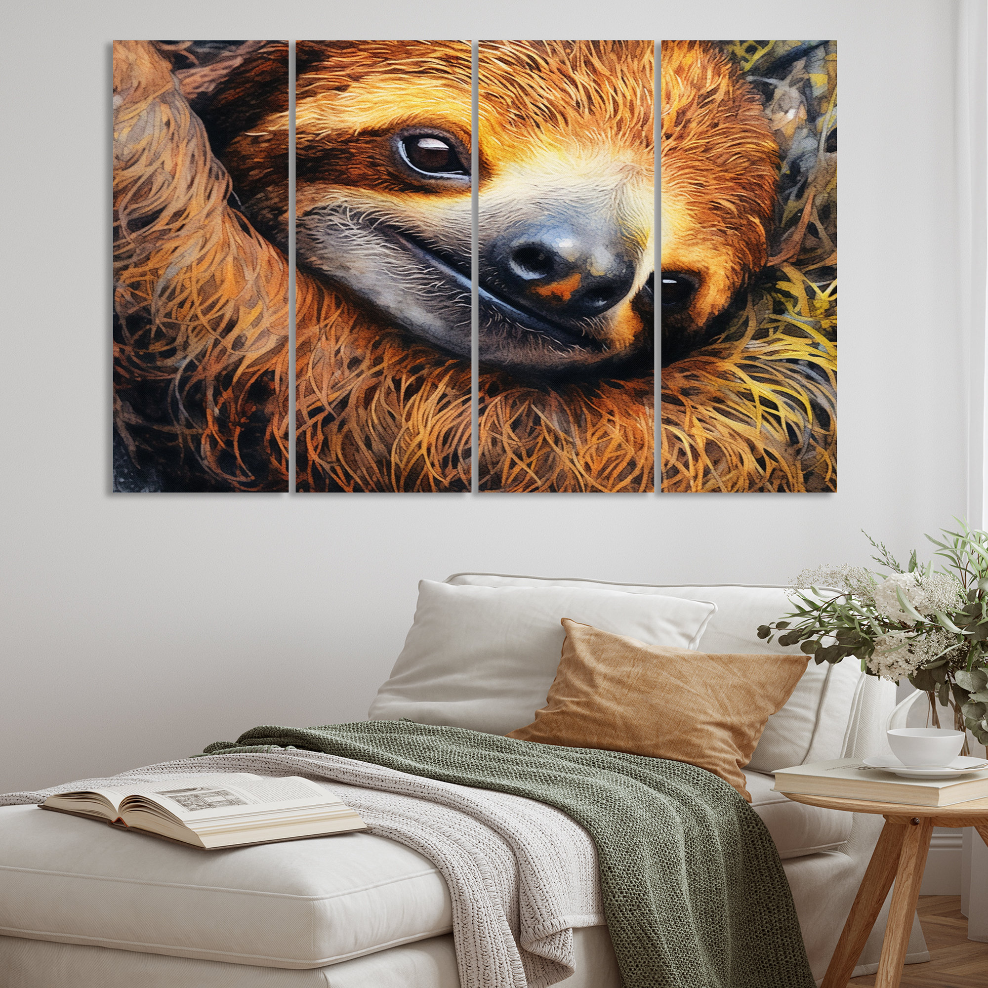 Millwood Pines Tree Dwelling Sloth I 4 Pieces | Wayfair