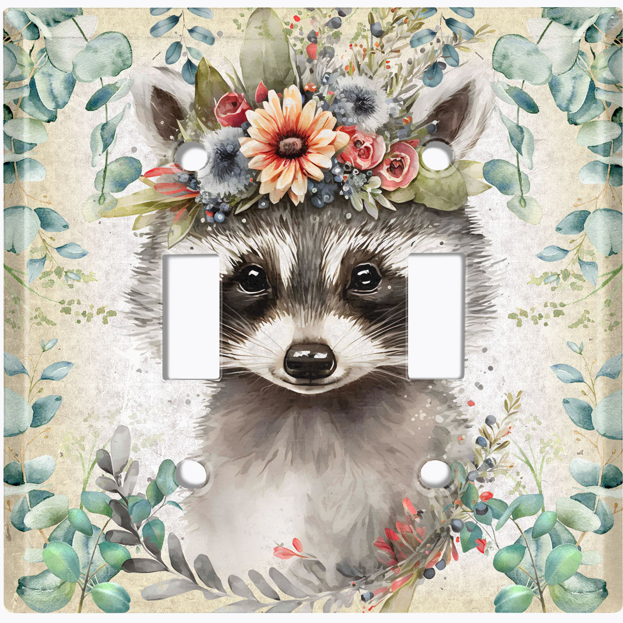 WorldAcc Metal Light Switch Plate Outlet Cover (Cute Racoon Animal ...