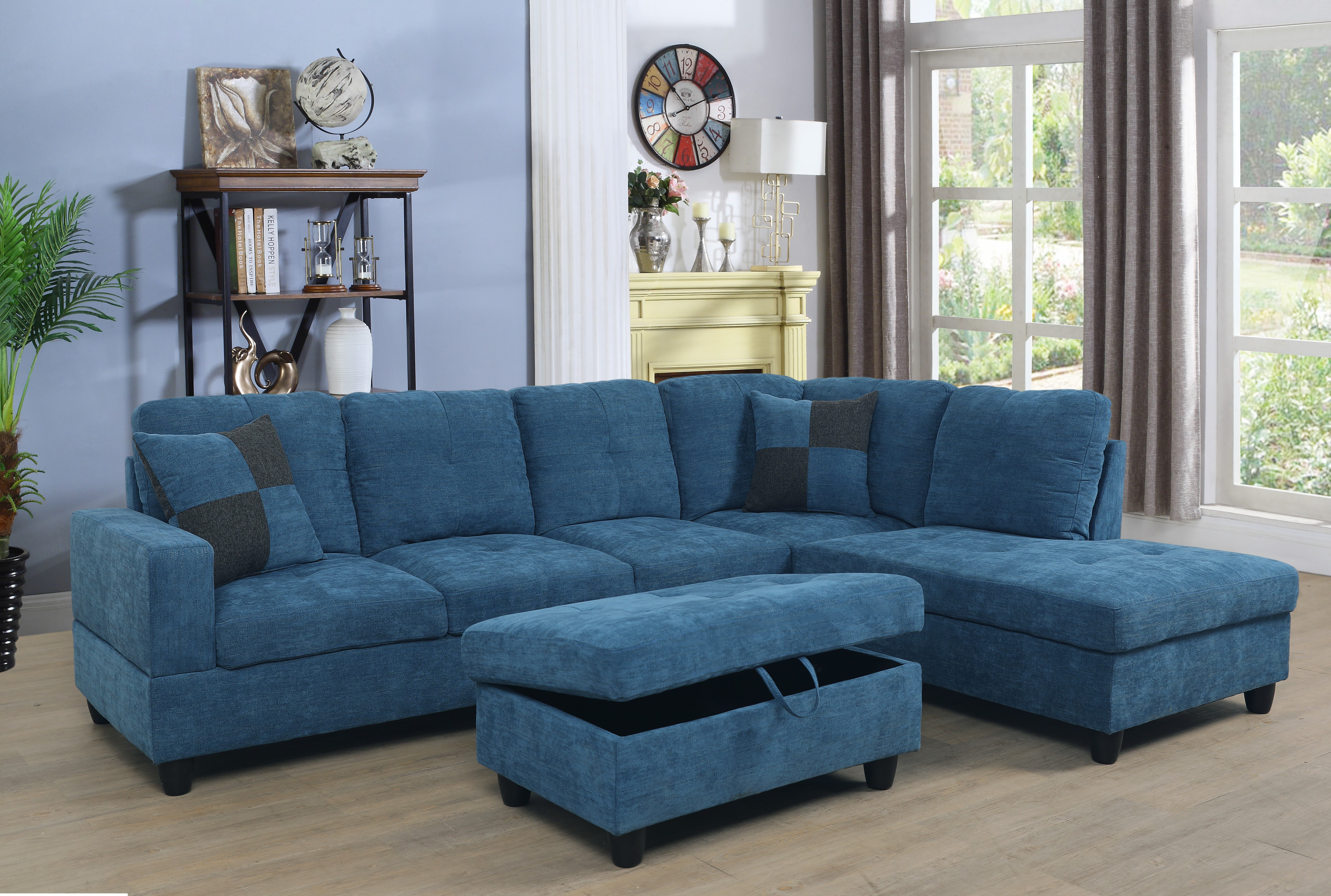 Wade Logan® Palmer Square 103.5" Wide Sofa & Chaise with Ottoman ...