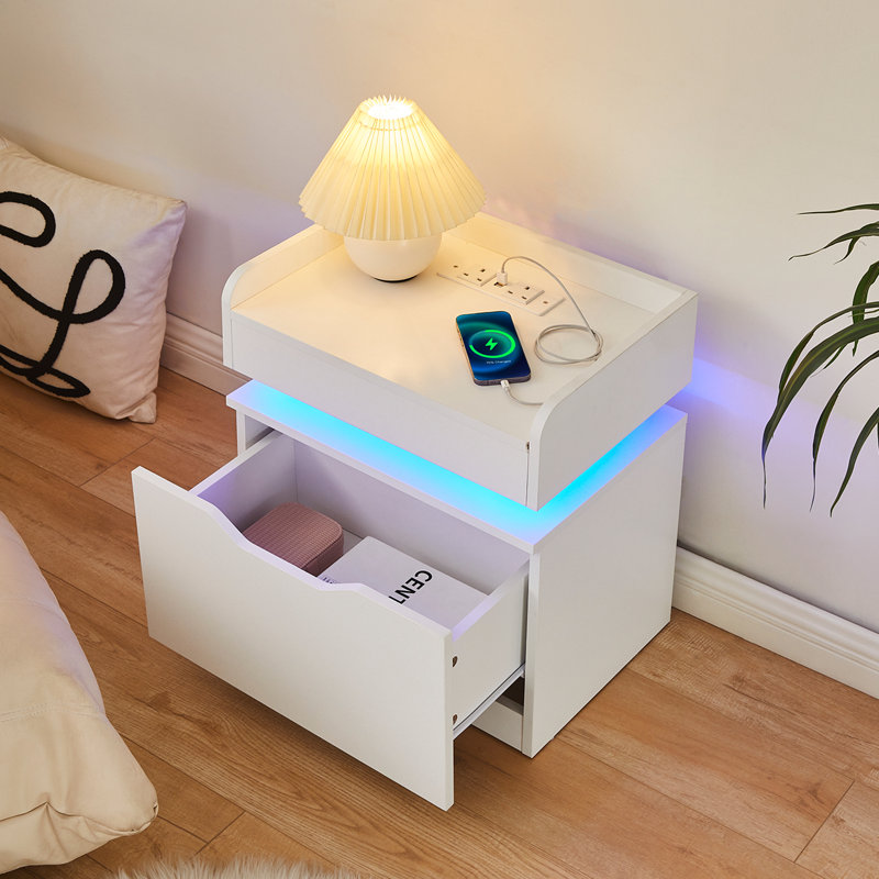 Metro Lane Arzie Manufactured Wood Bedside Table | Wayfair.co.uk