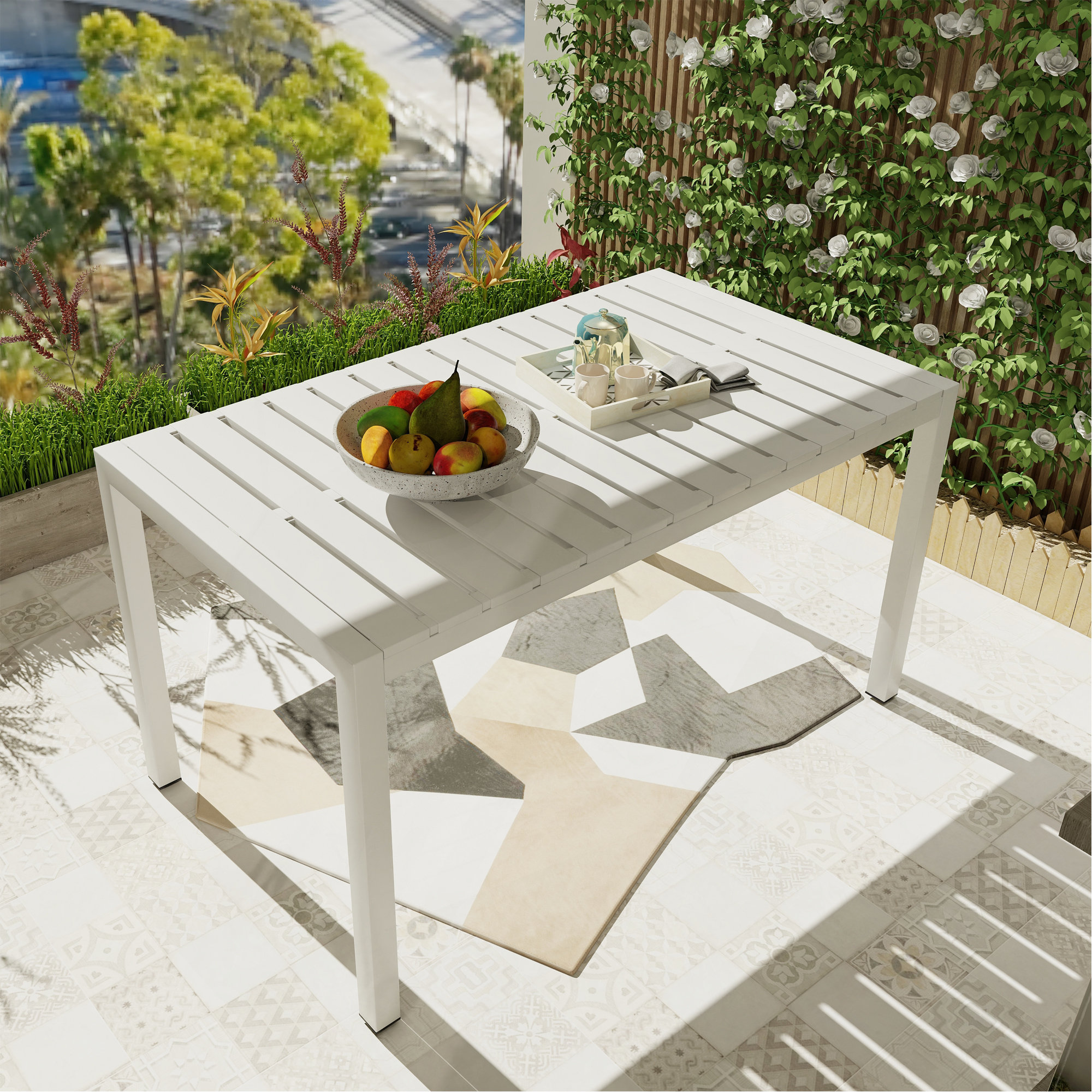 Latitude Run® 55 Inch White Modern Long Table - Indoor/Outdoor Multi ...
