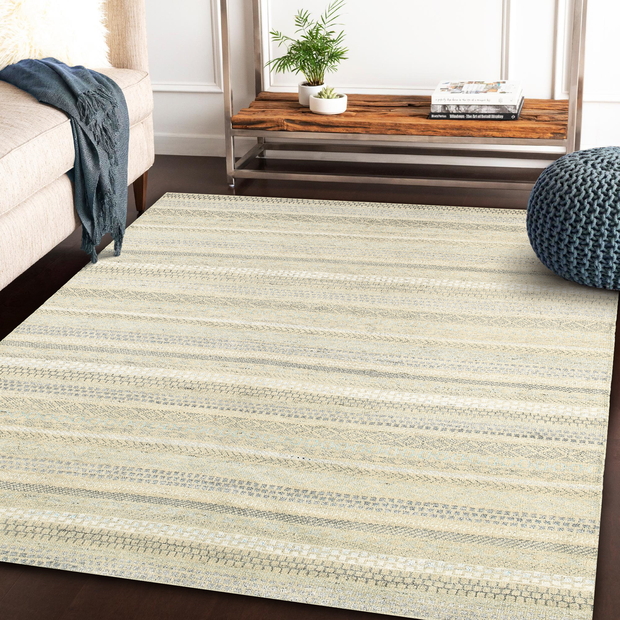 Foundry Select Britza Hand Knotted Tribal Striped Wool Blend Area Rug ...