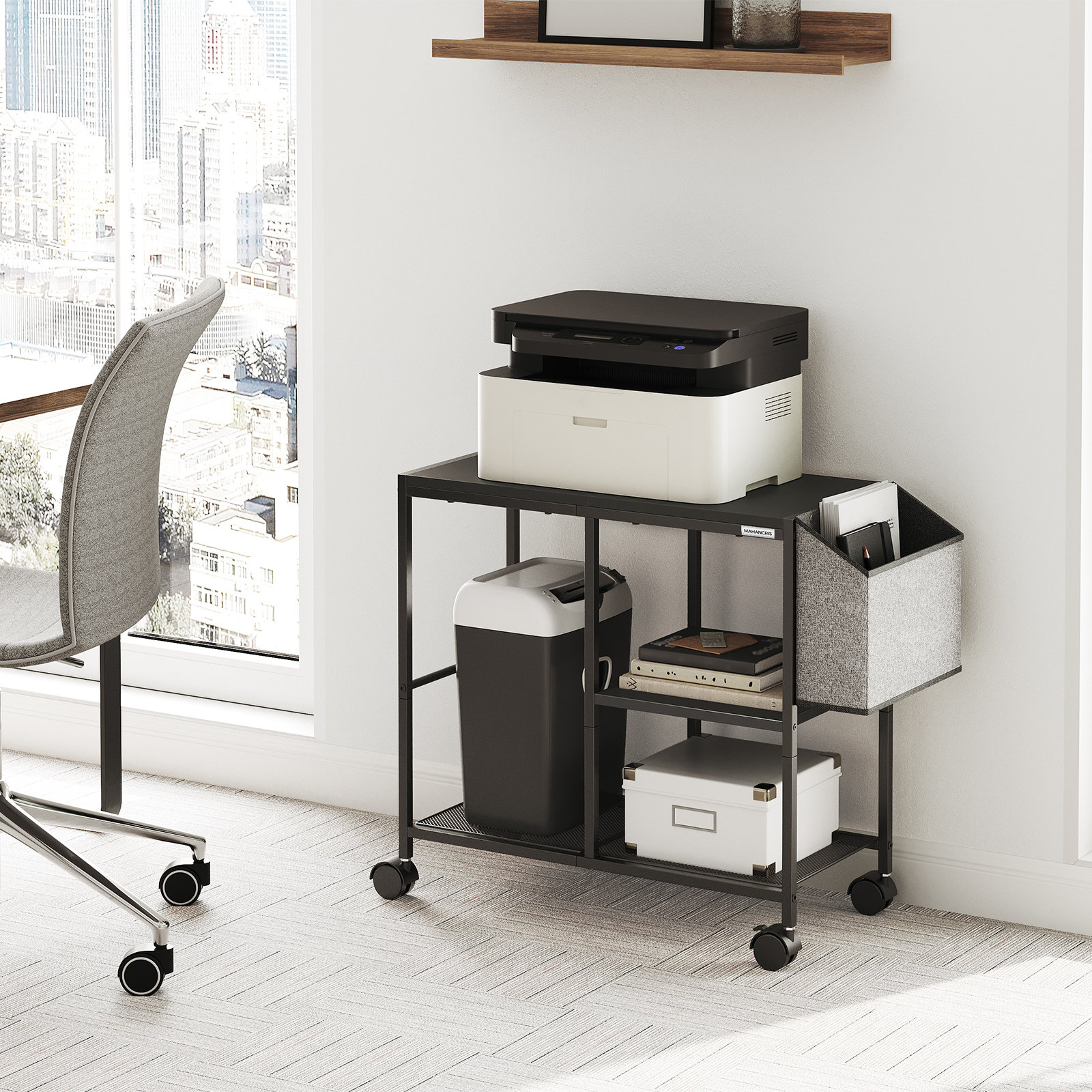 MAHANCRIS 3-tier Mobile Printer Stand With Storage Bag Printer Cart ...