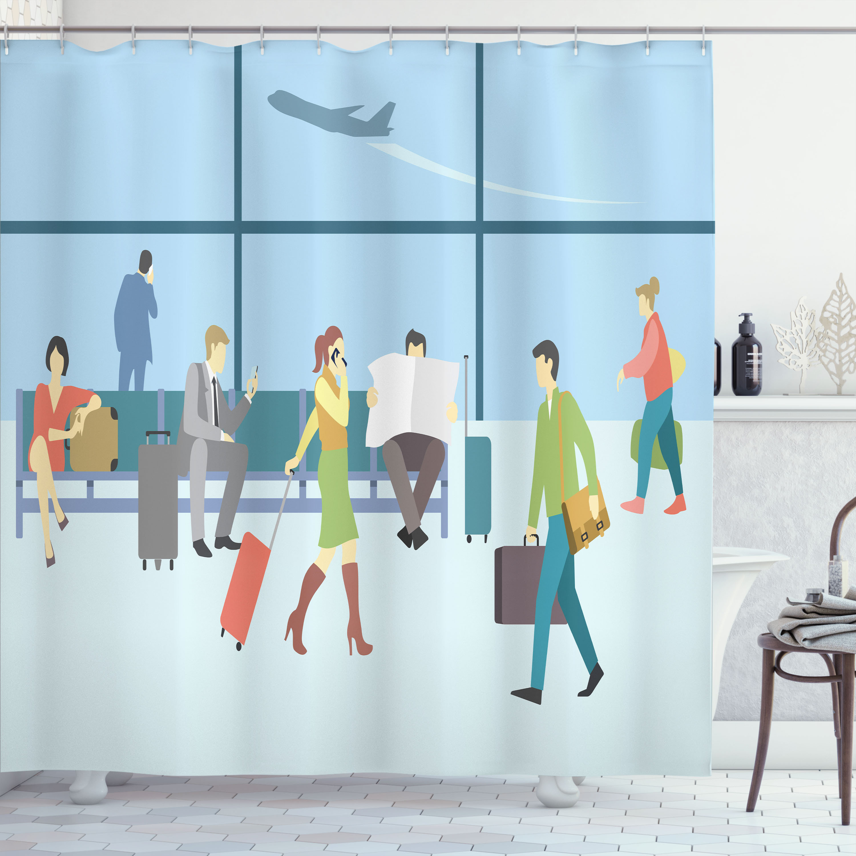 East Urban Home Airport Shower Curtain Waiting Lounge at Terminal | Wayfair