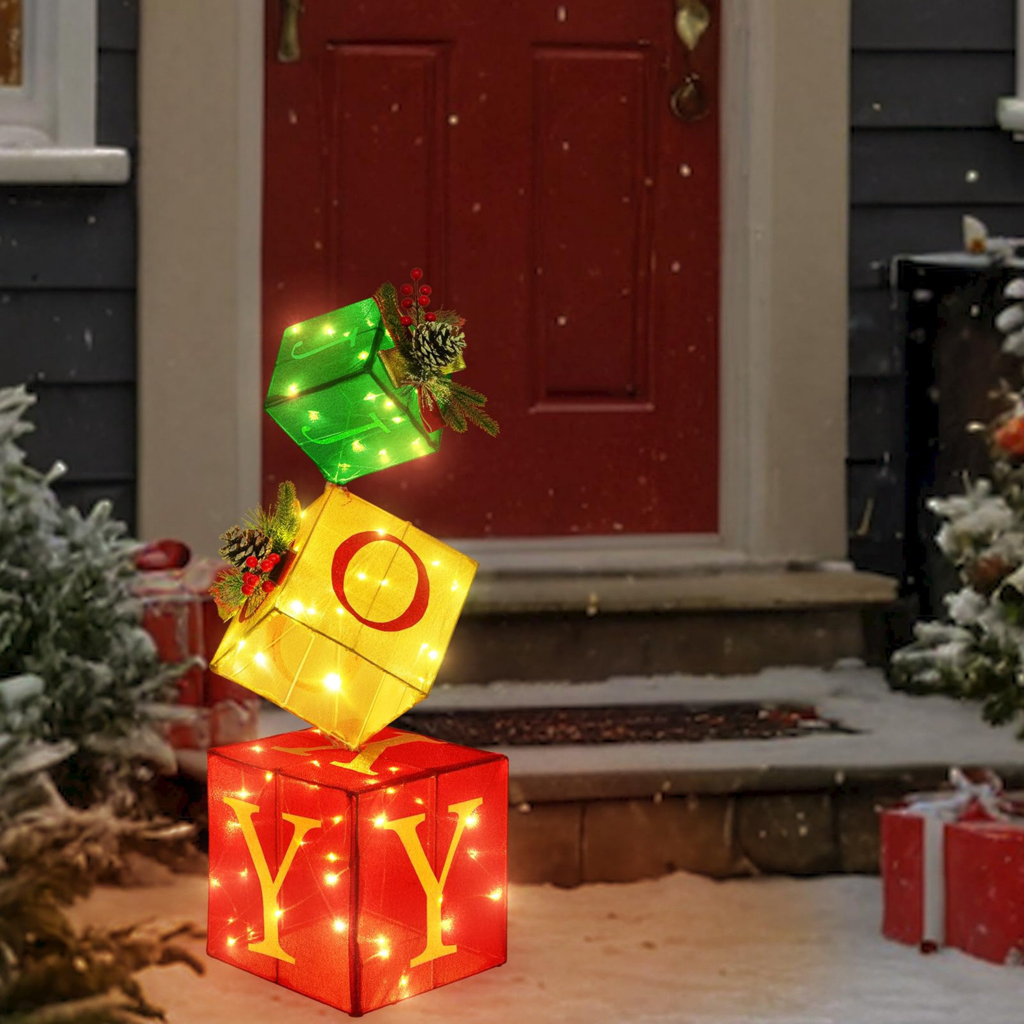 Alcott Hill® Illuminated 2.6ft Stackable Gift Box Set | Wayfair