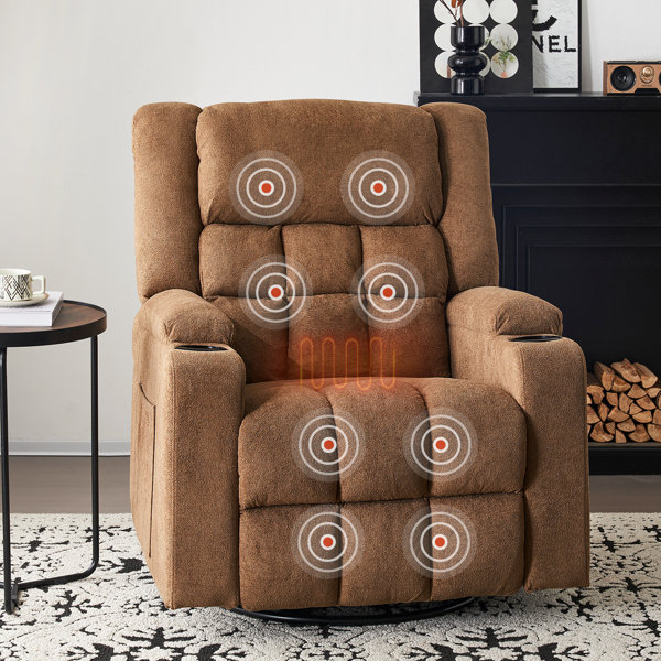 Latitude Run® Luxury Chenille Massage Recliner with Heat & Adjustable ...