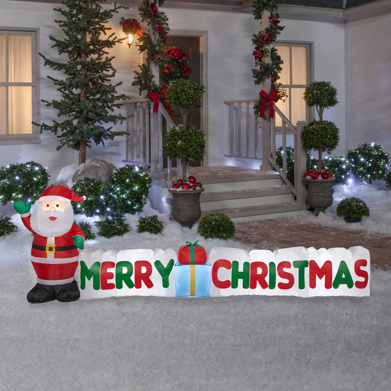 Gemmy Industries Merry Christmas Sign with Santa Inflatable & Reviews ...