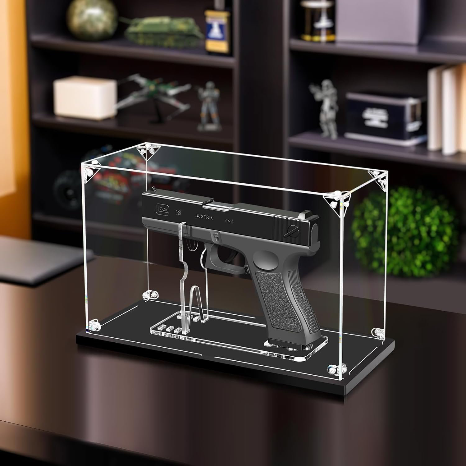 RAPTIZ Gun Display Case, Clear Acrylic Showcasing Case For Pistol ...