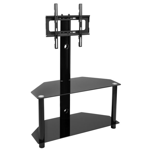 Mount-It! Height Adjustable Floor TV Stand with Mount and Tempered ...
