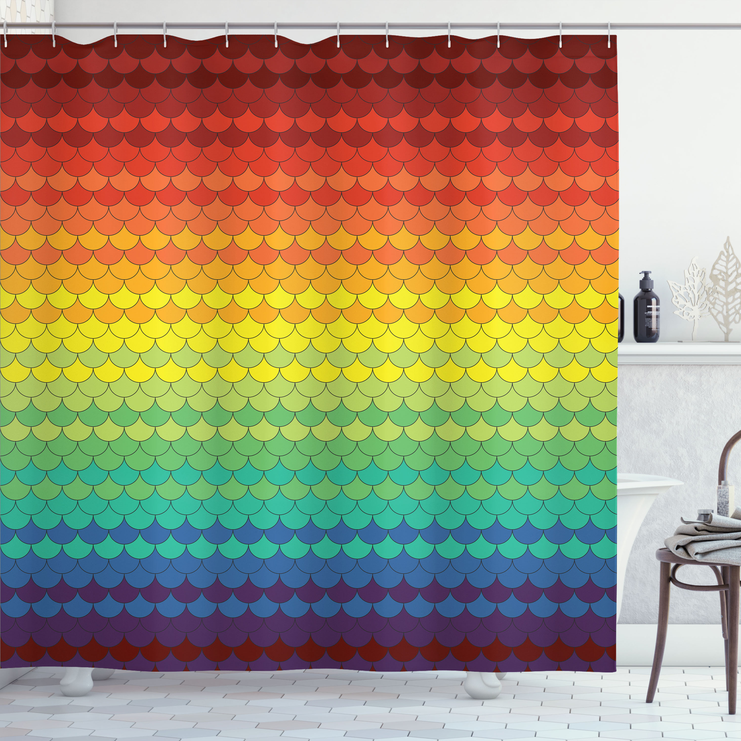 East Urban Home Fiesta Shower Curtain Colorful Rainbow Scale Multicolor ...