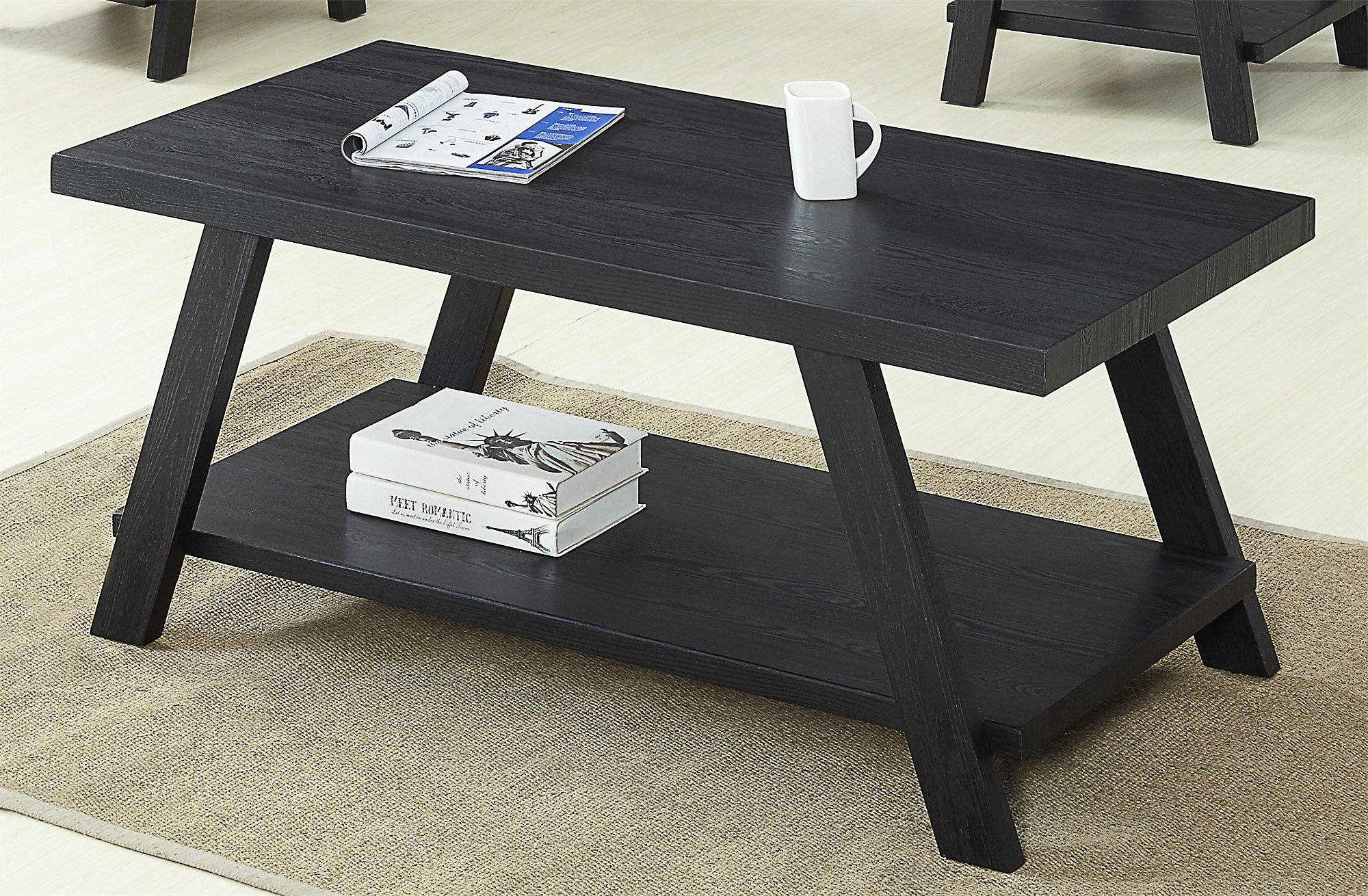 Gracie Oaks Contemporary Replicated Wood Shelf Coffee Table, Perfect ...