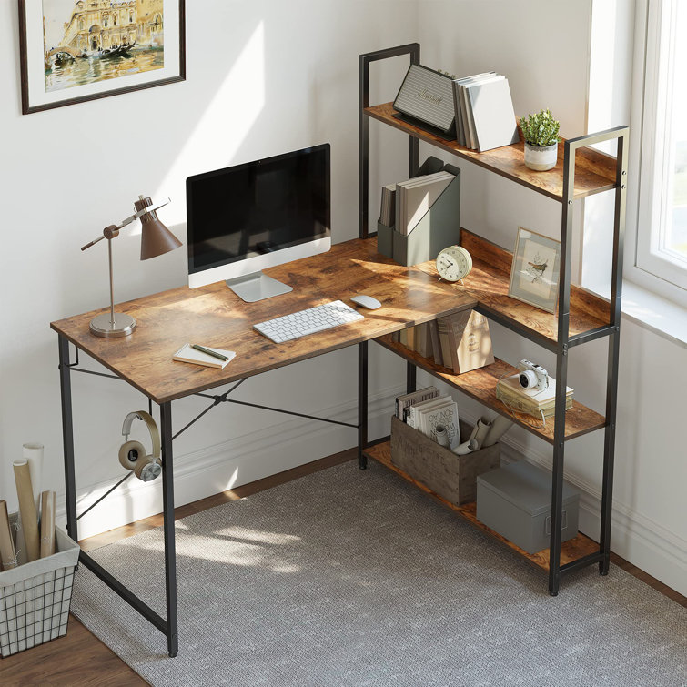 17 Stories L-Shaped Metal Base Computer Desk | Wayfair