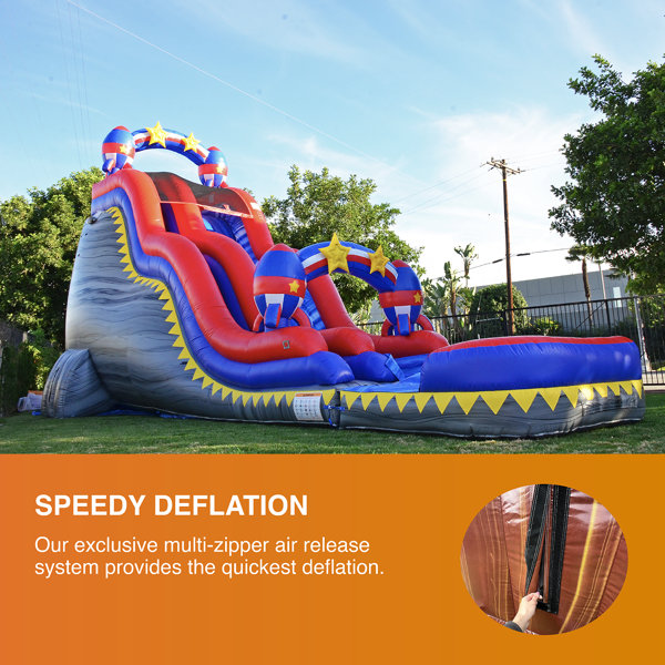 JumpOrange 24 FT Rocket Double Drop Water Slide with Detachable Deep ...