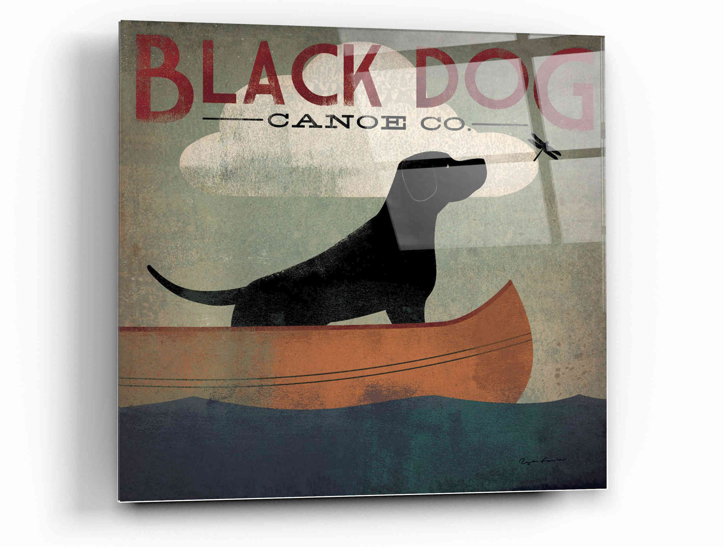 Red Barrel Studio 'Black Dog Canoe' By Ryan Fowler, Acrylic Glass Wall ...