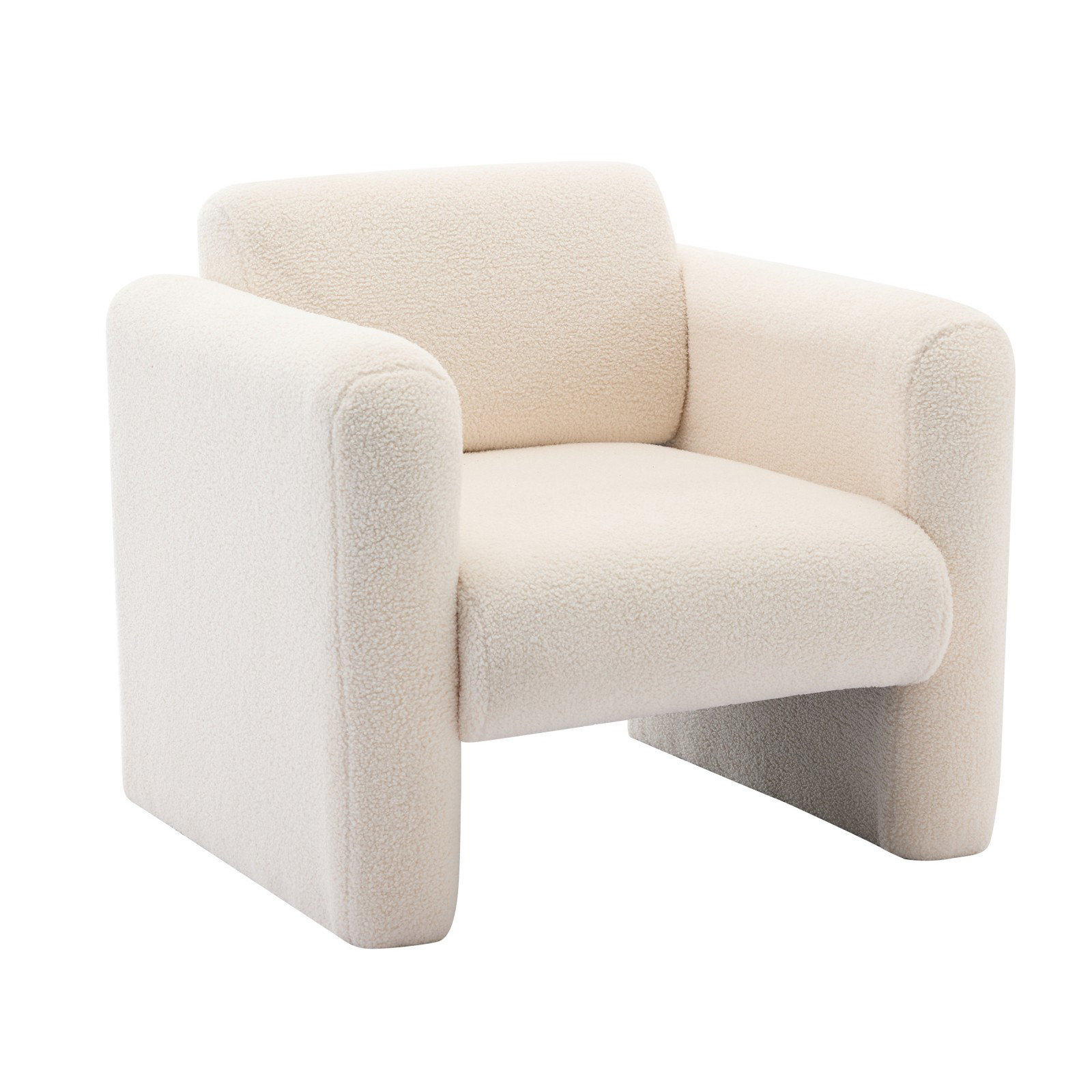 Ebern Designs Modern Accent Chair Lambskin Sherpa Fabric Upholstered ...