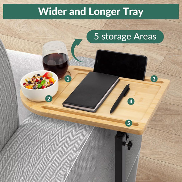 Ebern Designs Thickened 360° Swivel Couch Arm Tray Table ,Adjustable TV ...