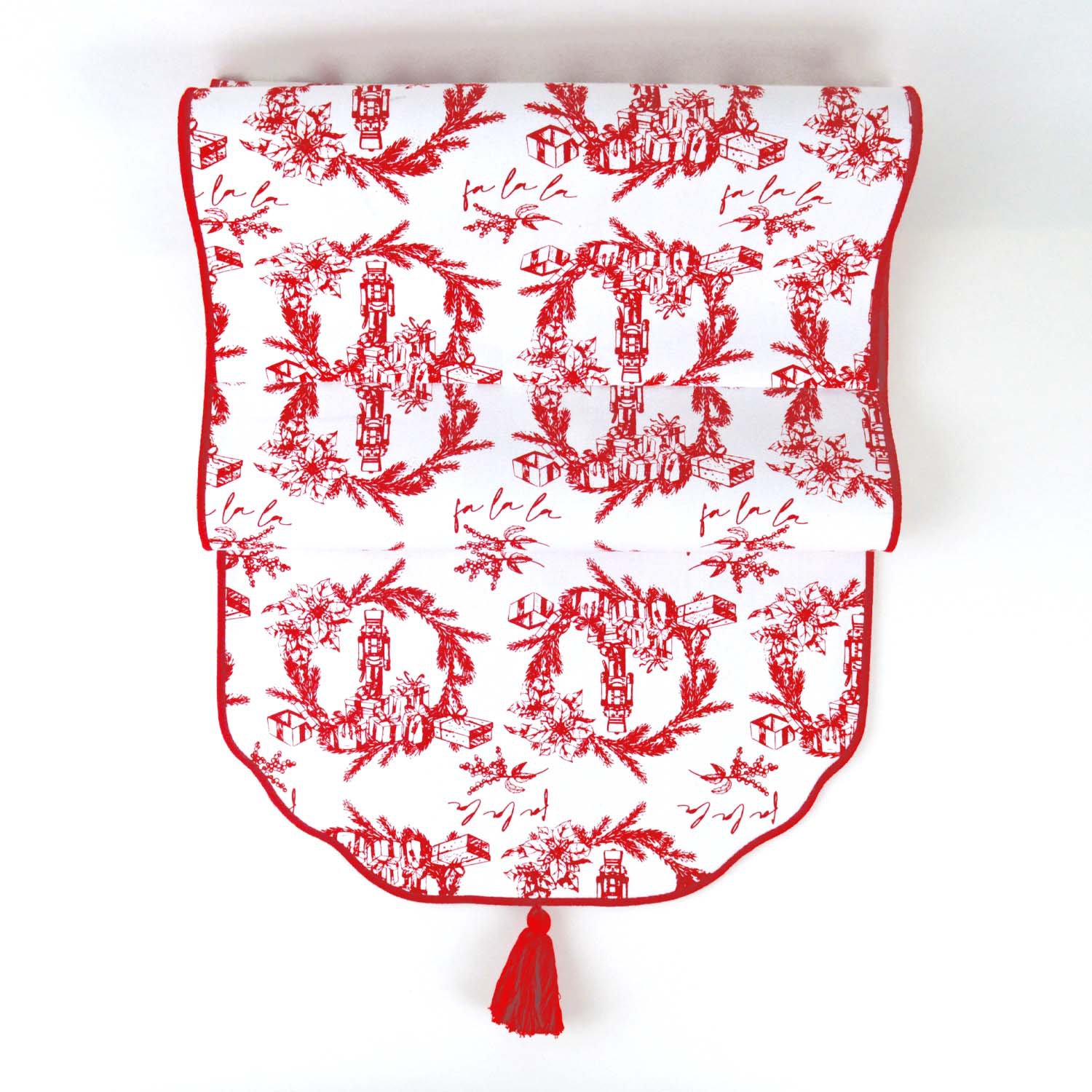 The Holiday Aisle® Holiday Toile Red Reversible Tassel Table Runner ...