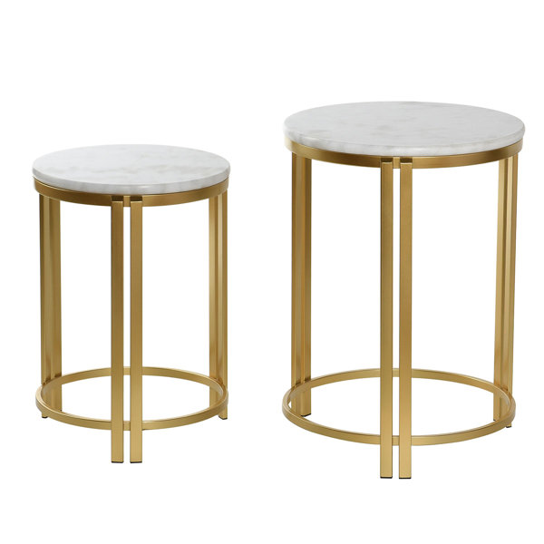 Mercer41 Emily Nesting Tables - Gold/White Wyma | Wayfair