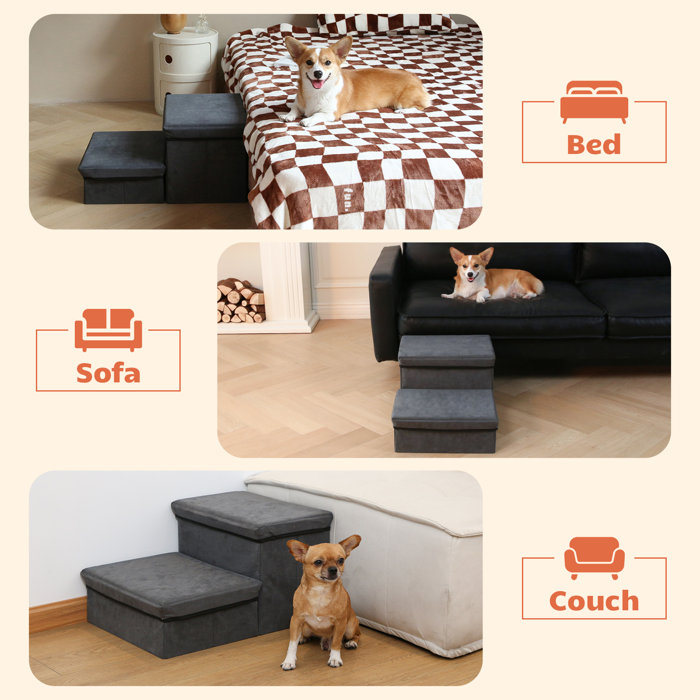 Tucker Murphy Pet™ 2-Tier Foldable Dog Stairs/Steps For Small Medium ...