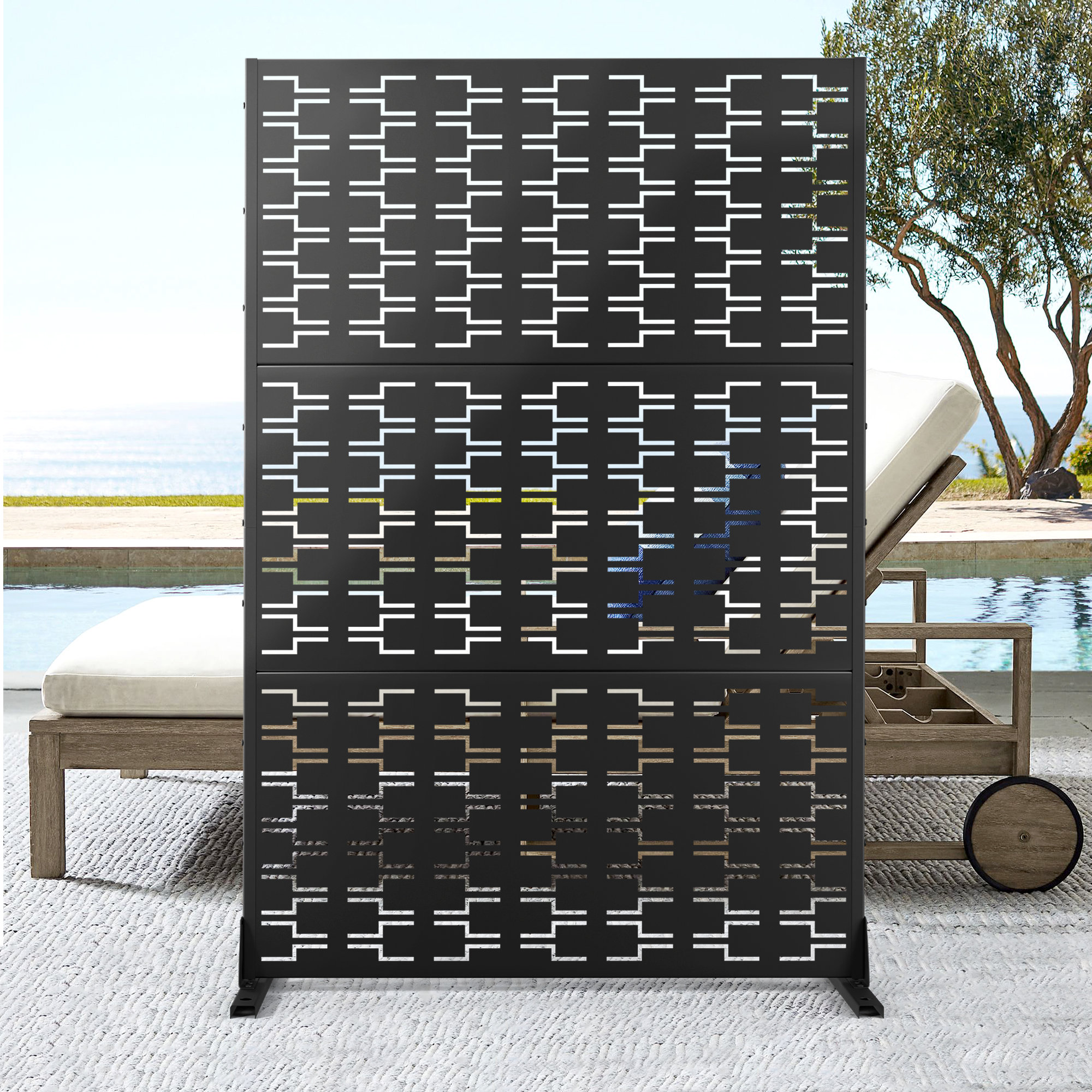 UFURYRIDE 72" H x 47" W Metal Privacy Screen, Outdoor Privacy Screens ...