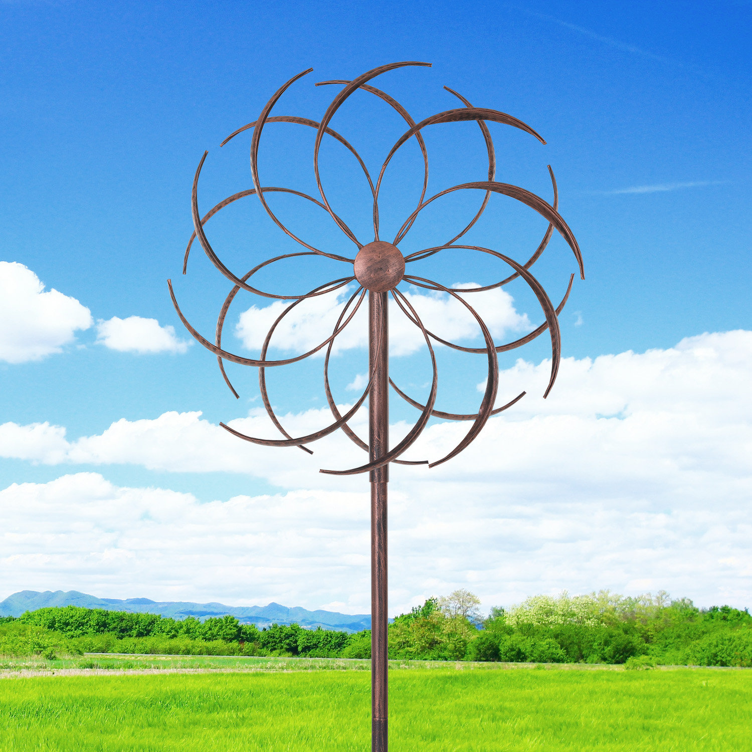 Arlmont & Co. 79'' Metal Windmill, Kinetic Wind Spinner For Yard, Lawn ...