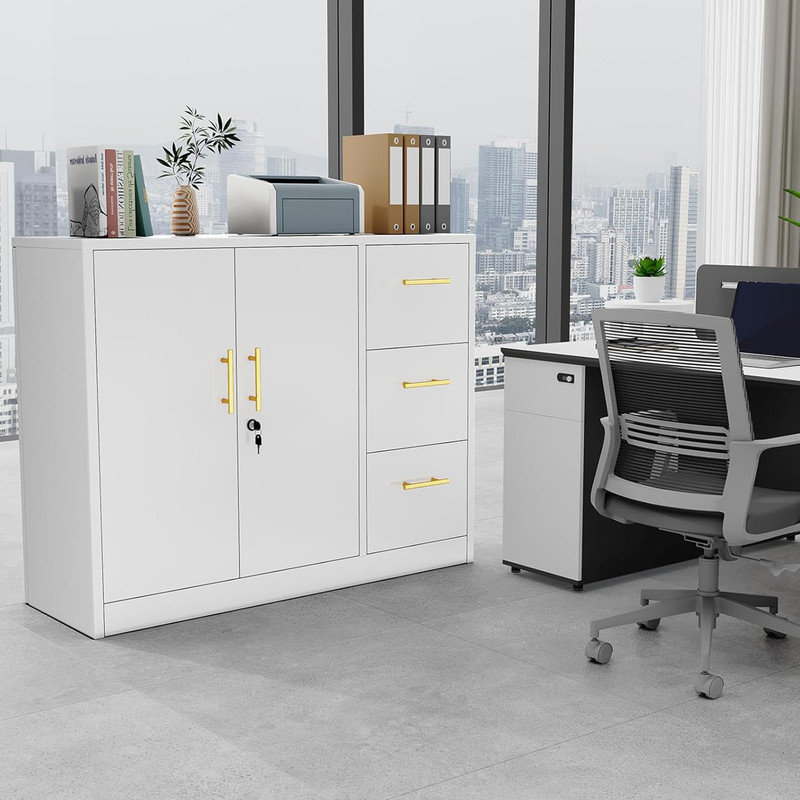 Leader Books Metal Filing Storage Cabinet with 3 Drawers,Lockable ...