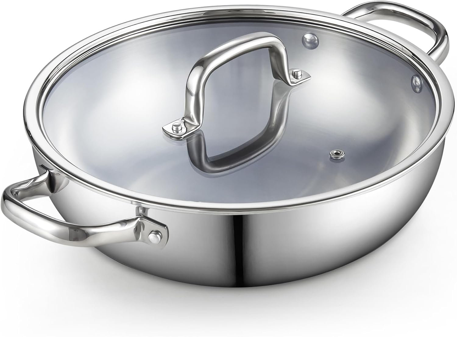 Cook N Home Tri-ply Stainless Steel Wok, 12 Inch Induction Wok With Lid ...