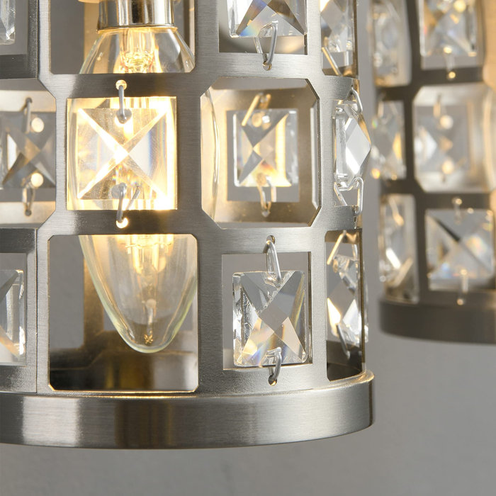 Mercer41 3-Light Brushed Nickel Crystal Bathroom Vanity Light Over ...