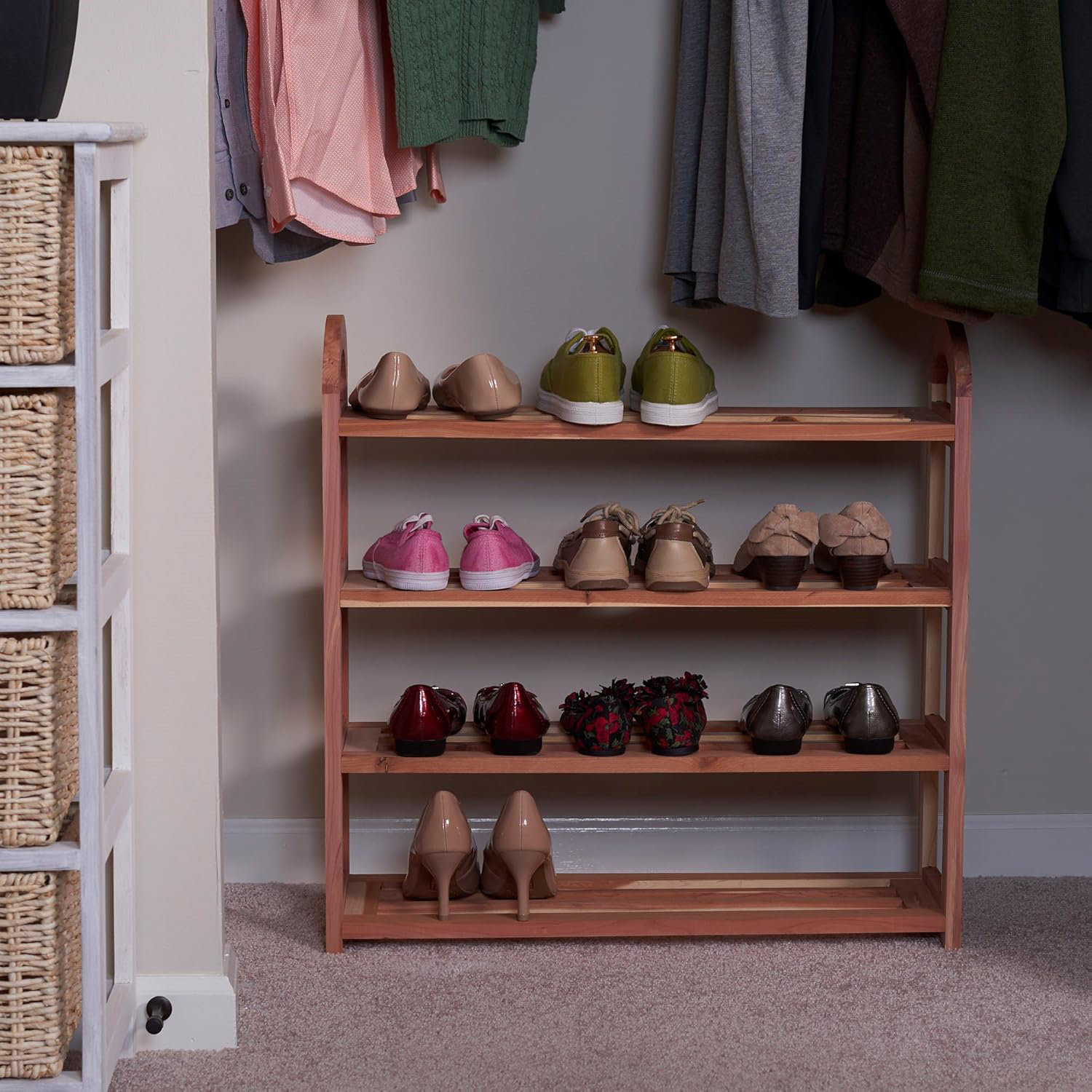 Foundry Select Cedarfresh 4-Tier Natural Cedar Shoe Rack For Closet ...