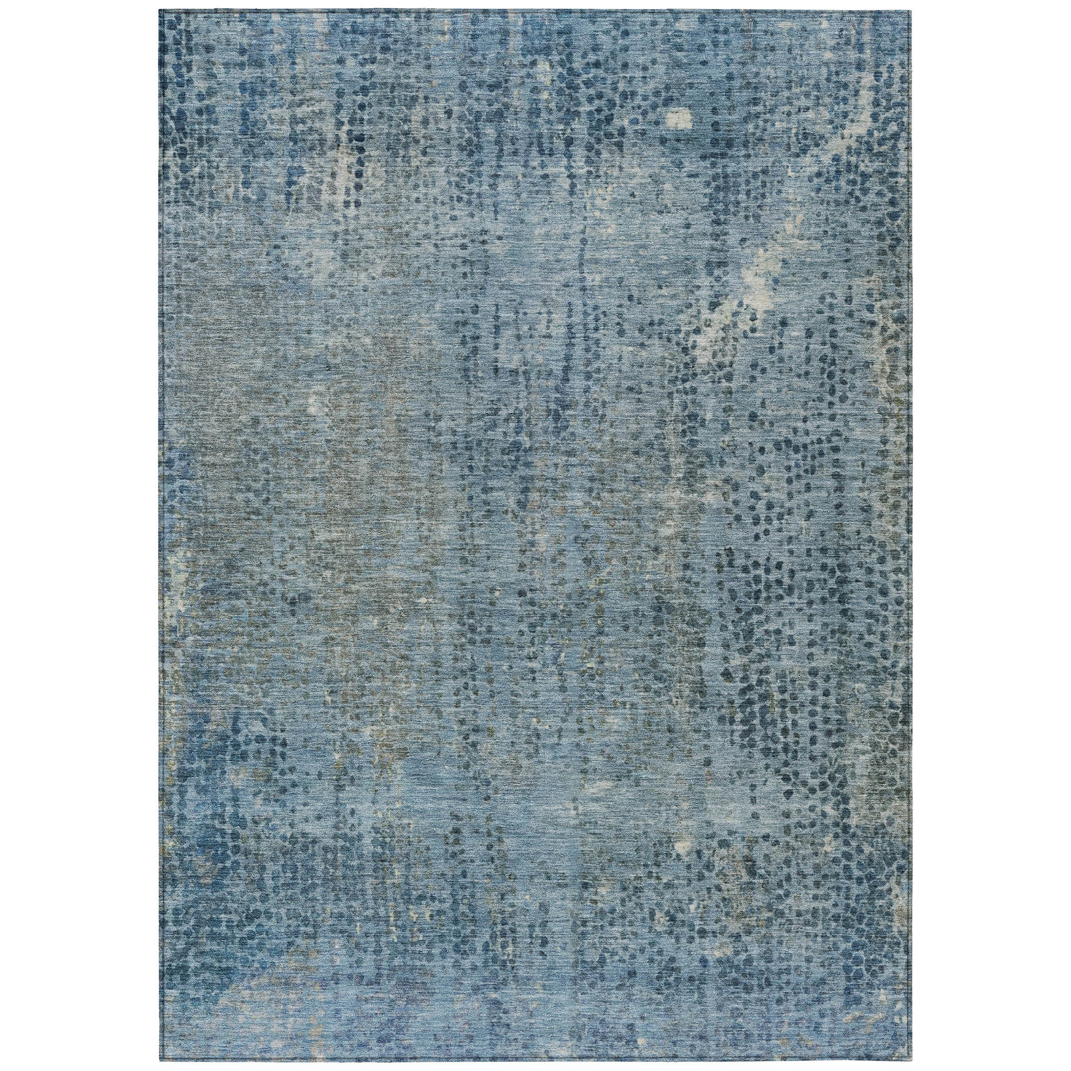 Orren Ellis 5' X 8' Blue And Ivory Abstract Washable Indoor Outdoor ...