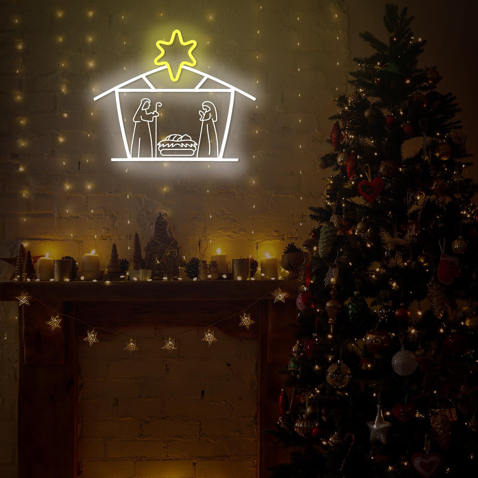 The Holiday Aisle® Holy Family Nativity Neon Sign, USB-Powered ...