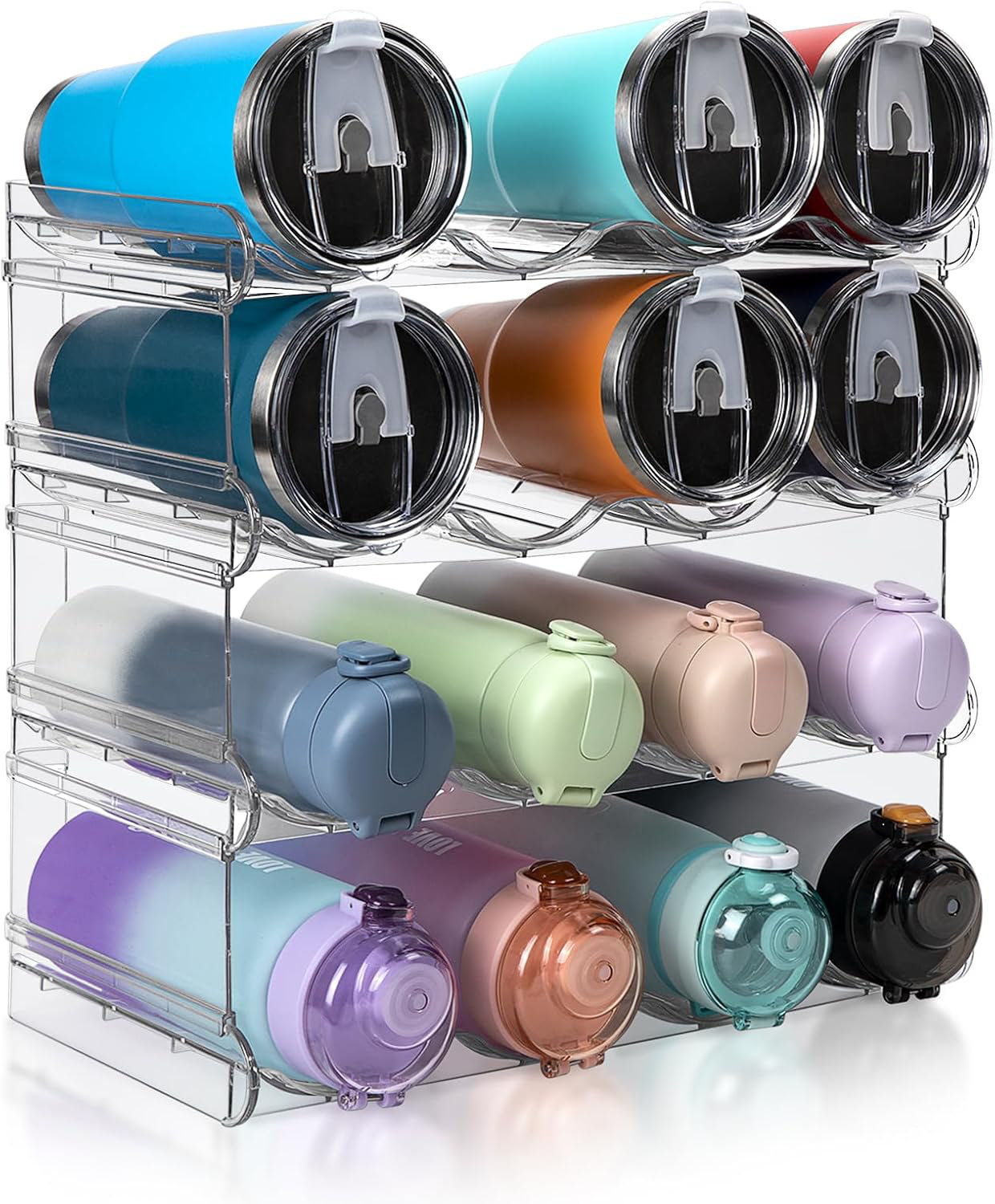 Ivy Bronx Stackable Water Bottle Organizer, Large Compartment Water ...