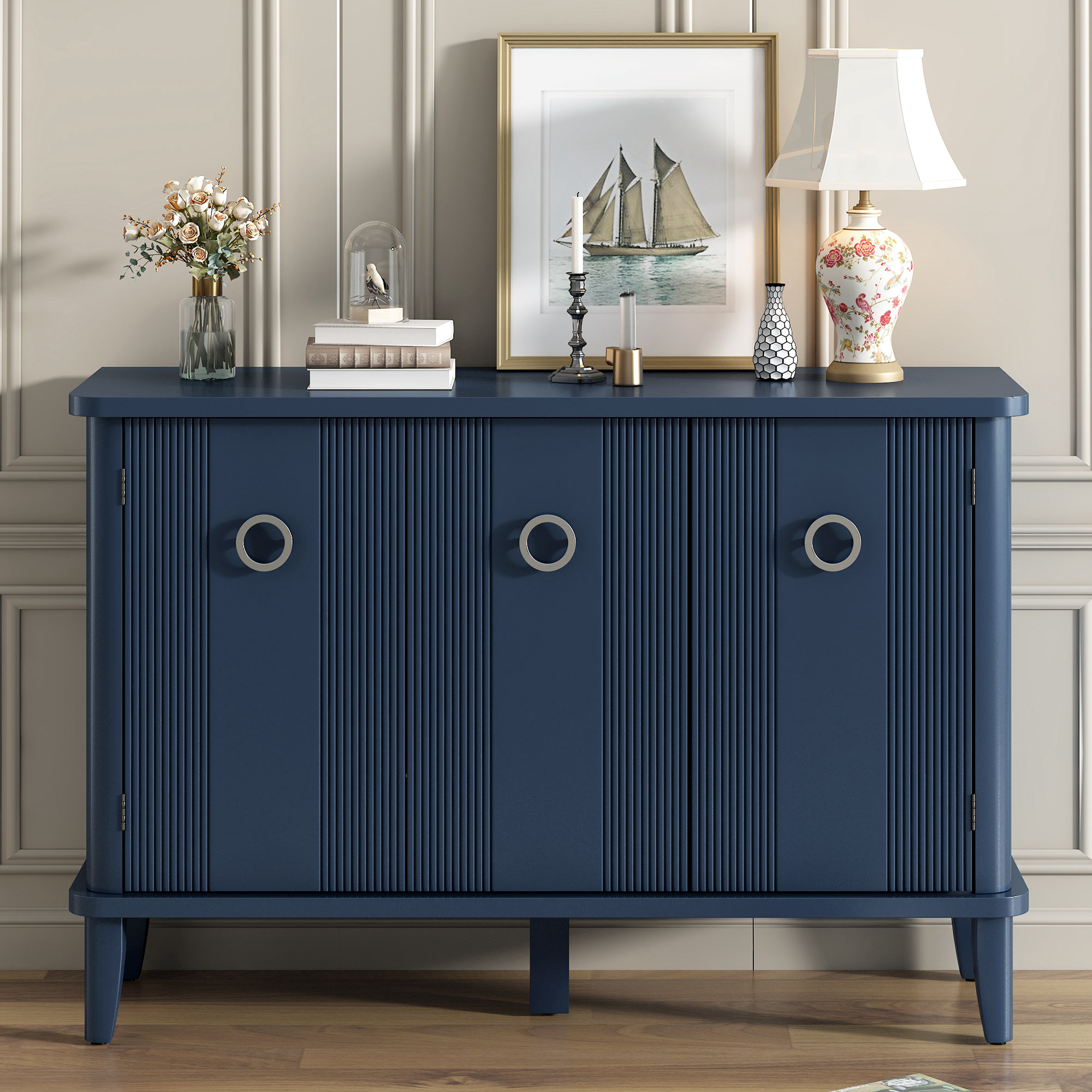 Breakwater Bay Solid Wood Veneer Fraxinus Mandschuric Cabinet With ...