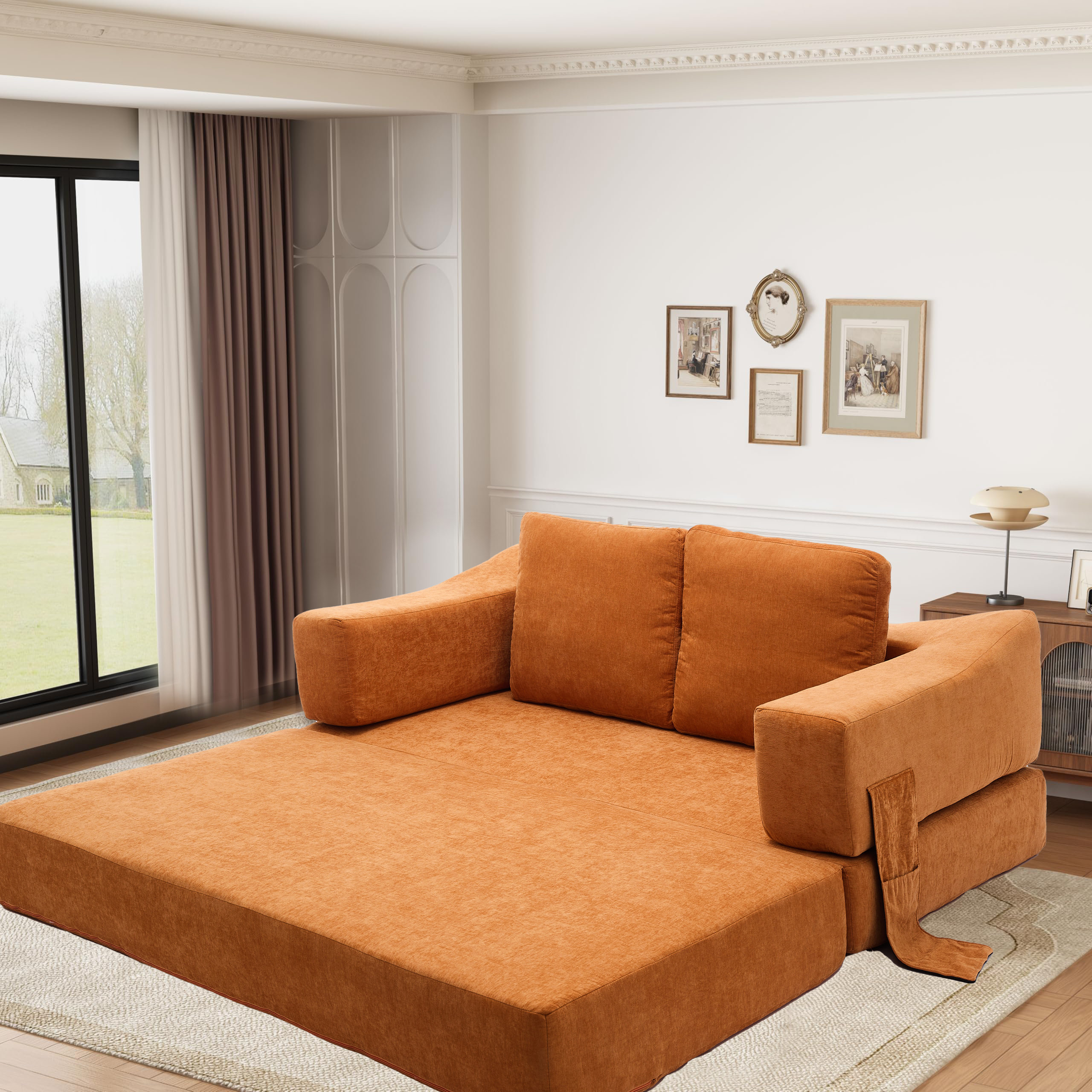 Hokku Designs Hermgenes Convertible Folding Sofa Bed with Pillow ...