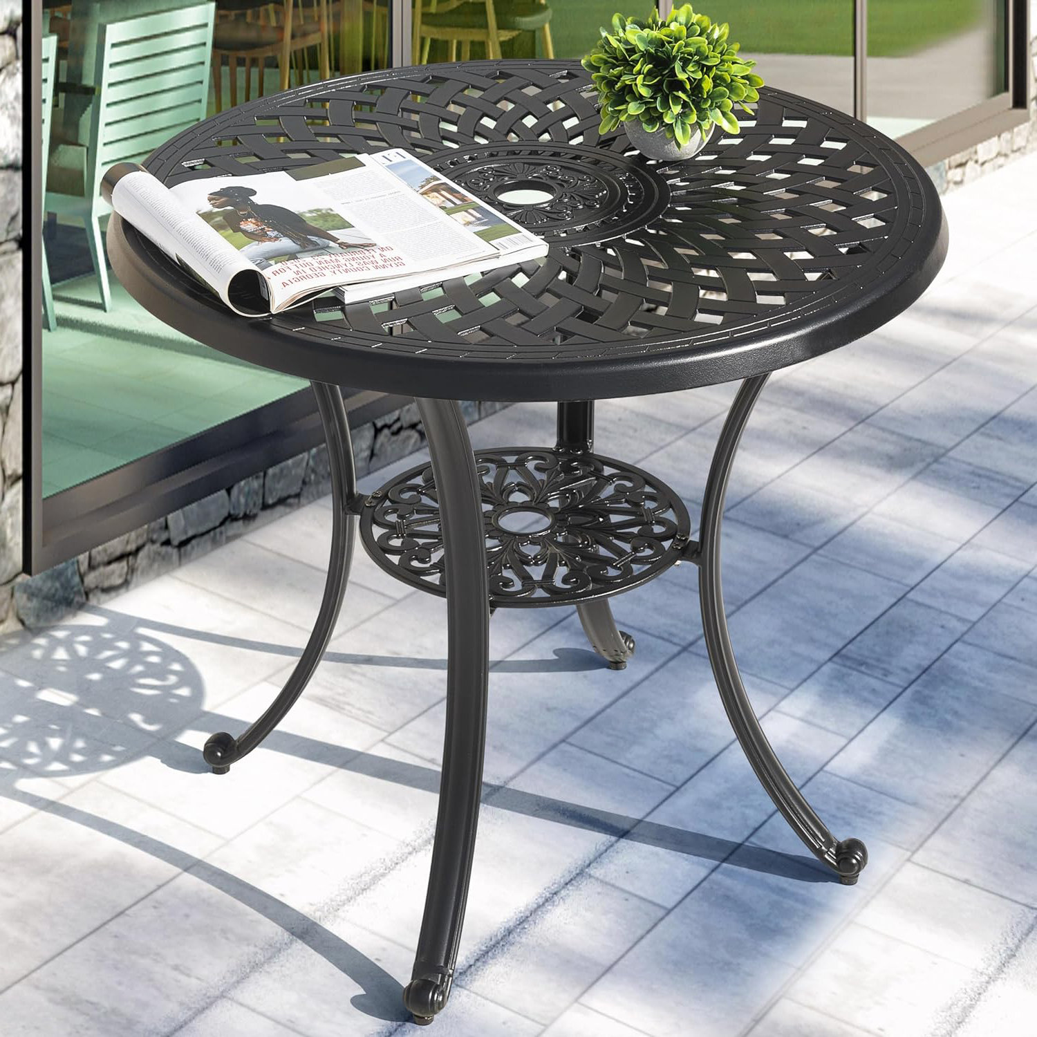 Red Barrel Studio 31 Inch Patio Dining Table, Cast Aluminum Patio Table ...